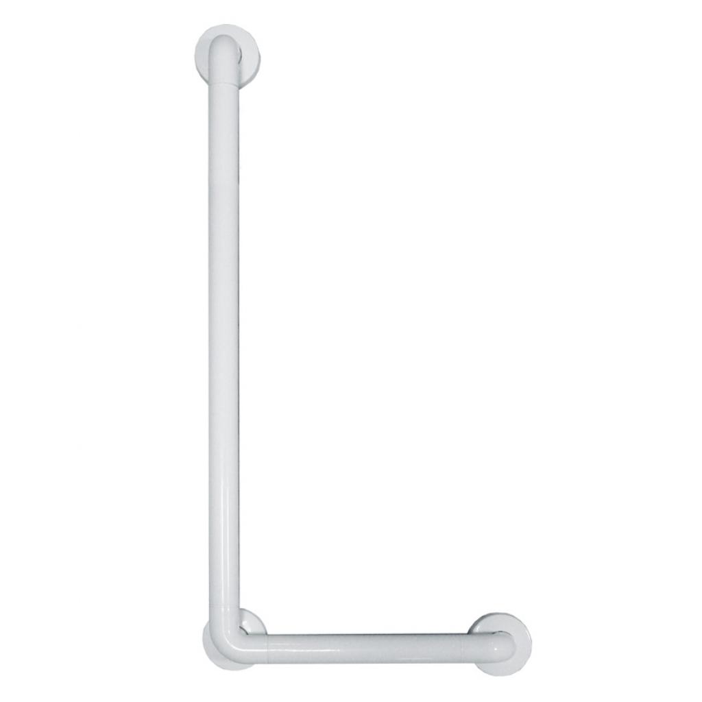 Aluminium angled grab rail white nylon coating left side 700x400mm