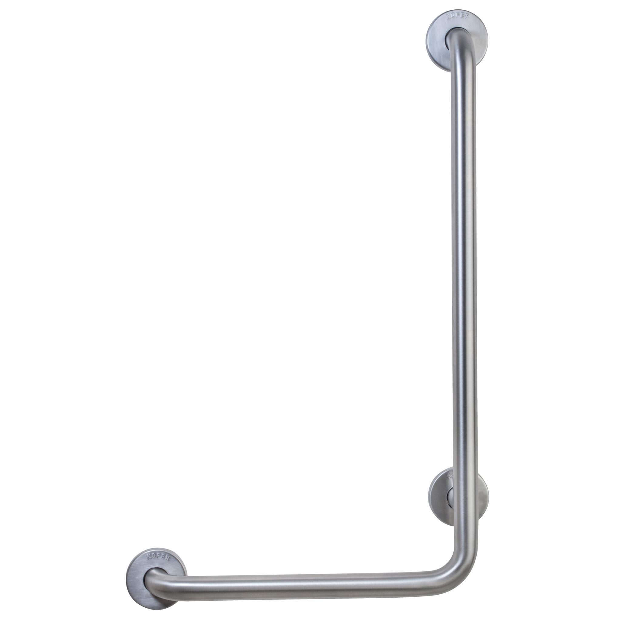 Angled grab rail right side in polished stainless steel 400x700mm