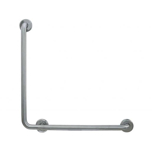 Angled grab rail in painted white stainless steel 600x600mm