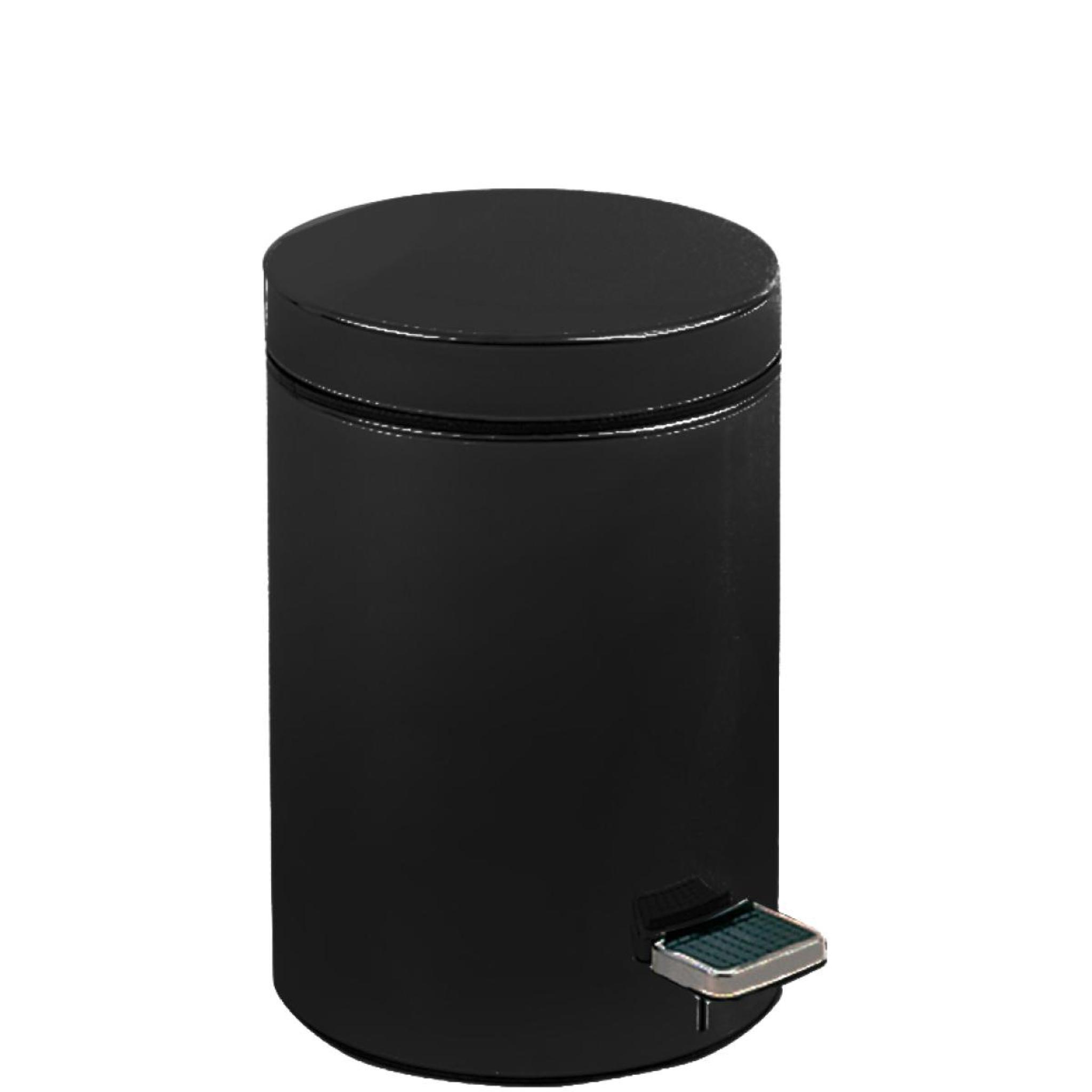 Black 5L stainless steel pedal bin